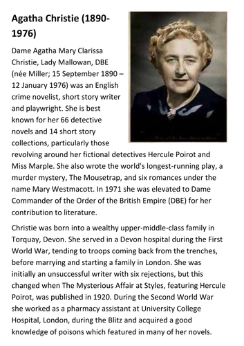 Agatha Christie Handout | Teaching Resources