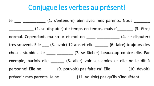 Conjuge les verbes au présent | Teaching Resources