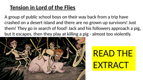 Lord of the Flies exam question with lesson and indicative context ...