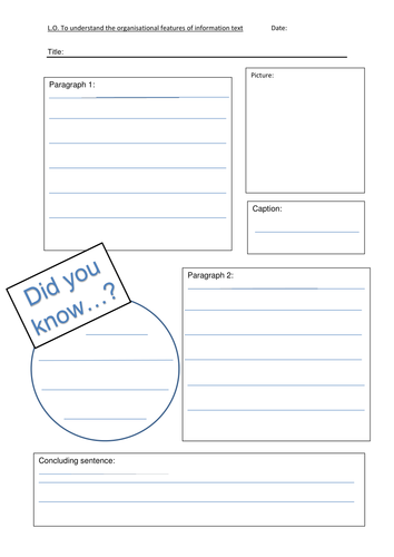 Information text format layout scaffold | Teaching Resources