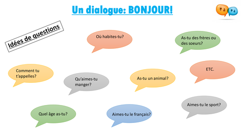 Créer un dialogue - BONJOUR! | Teaching Resources