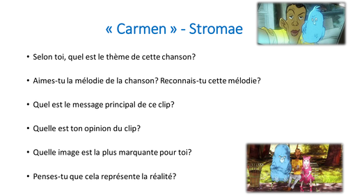 Carmen (Stromae): questions on the video clip | Teaching Resources