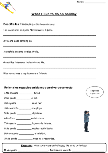 KS4/KS3 Spanish: What I like to do on holiday | Teaching Resources