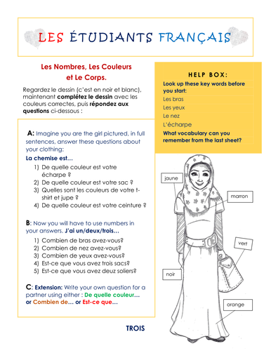 French Worksheets Ks3 Clothes