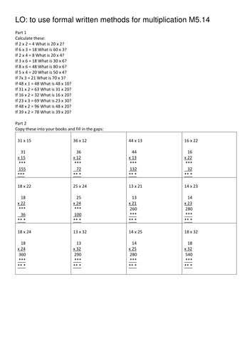 Y5 Multiplying using mental and formal written methods | Teaching Resources
