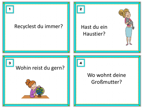 German Conversation Starter Task Cards - Deutsch Sprechen (Beginner ...