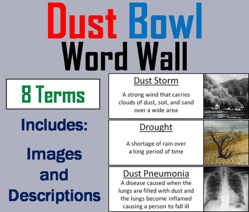 Dust Bowl Word Wall Cards | Teaching Resources