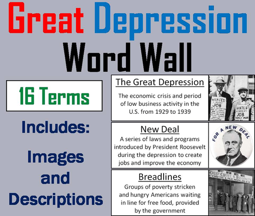 The Great Depression Word Wall Cards | Teaching Resources