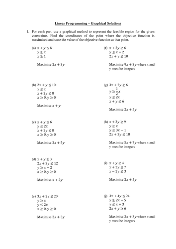 Linear programming problems - graphical solution (Decision maths ... Linear programming problems - graphical solution (Decision maths ...