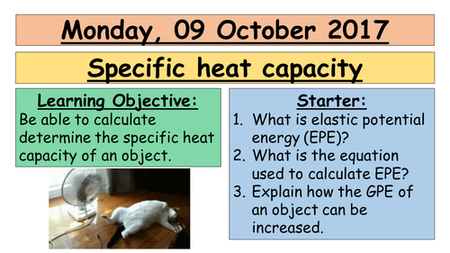 AQA GCSE (9-1) - Specific heat capacity | Teaching Resources
