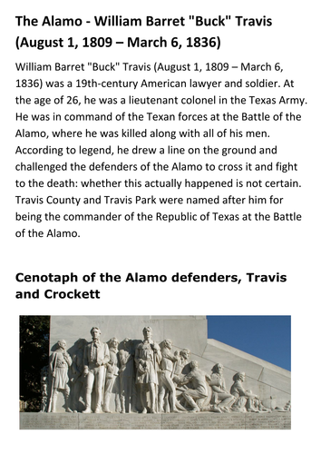 William Travis Handout | Teaching Resources