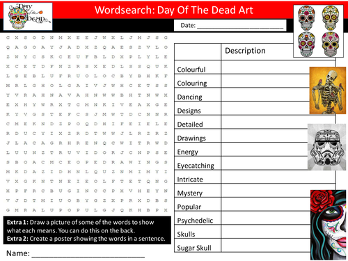 Day of The Dead Art Keywords Starter Settler Wordsearch Crosssword ...