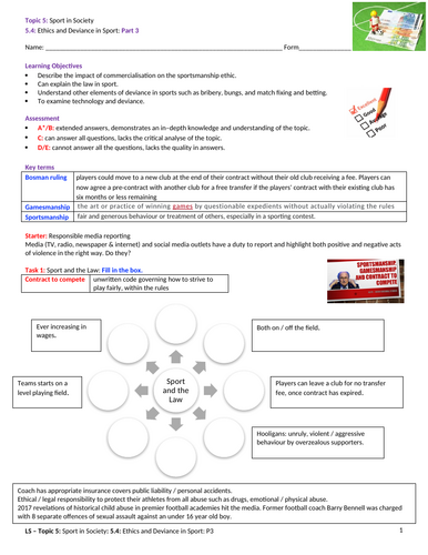 A-Level PE EDEXCEL (spec 2016) 5.4 Ethics and Deviance in Sport: Part 3 ...