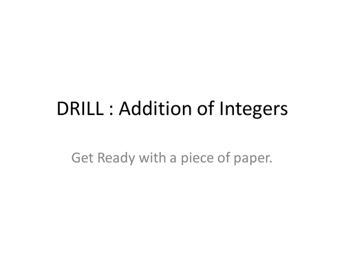 Addition of Integers - Drill | Teaching Resources