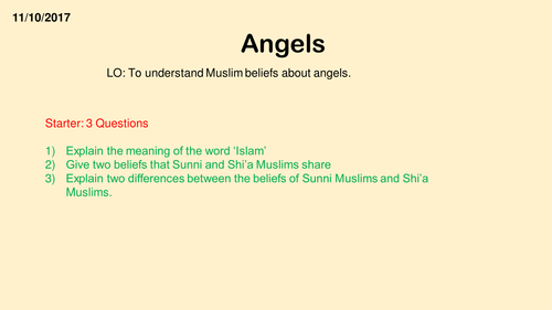 Islamic beliefs - Angels - New spec RS AQA GCSE | Teaching Resources Islamic beliefs - Angels - New spec RS AQA GCSE | Teaching Resources
