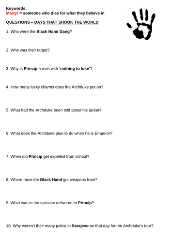 Days That Shook The World Assassination in Sarajevo Video Questions ...