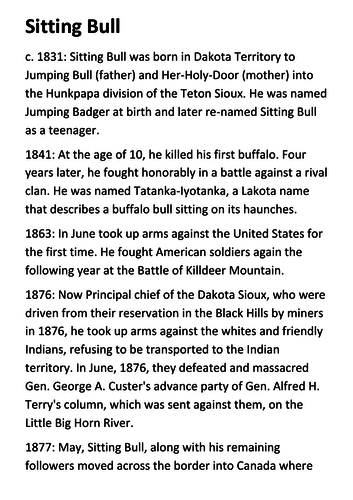 Sitting Bull Timeline and Quotes | Teaching Resources