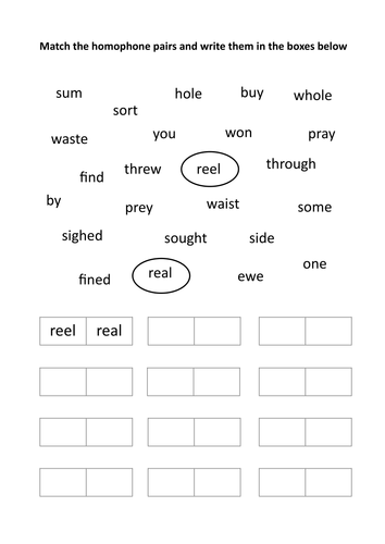 Homophone match EL3/L1 | Teaching Resources