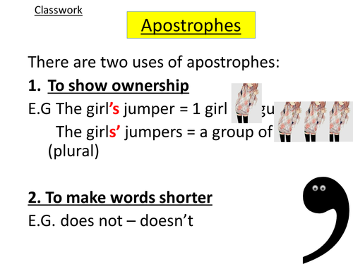 Apostrophes of Possession & Contraction Powerpoint Worksheets Bonfire ...