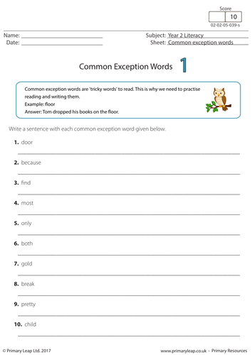 Common Exception Words 1 | Teaching Resources