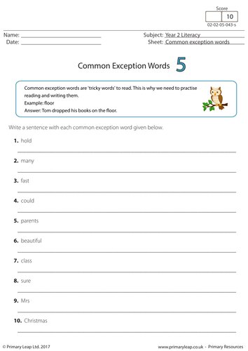 Common Exception Words 5 | Teaching Resources