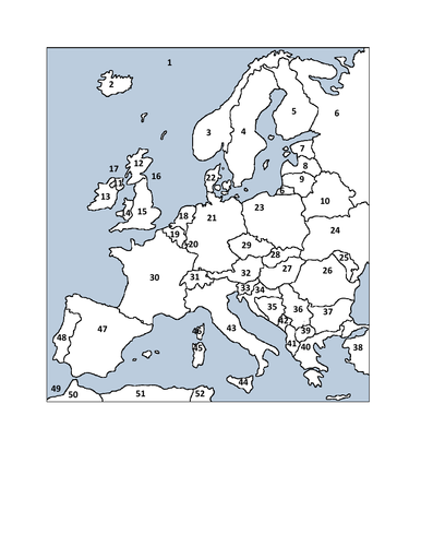 Blank Europe Map Quiz