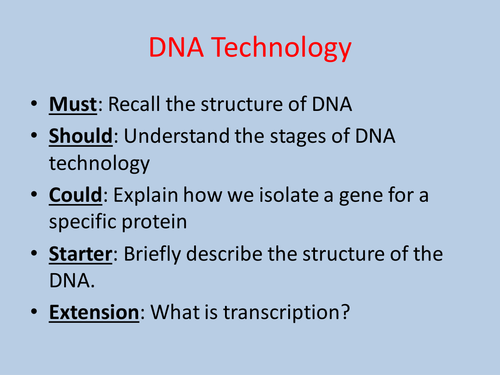 A2 Biology DNA Technology | Teaching Resources