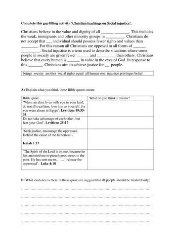 AQA 1-9 RS- Social Justice (part of the human rights and social justice ...