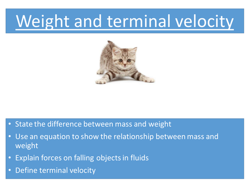 Weight and terminal velocity | Teaching Resources