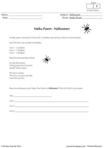Halloween Resource - Haiku Poem | Teaching Resources
