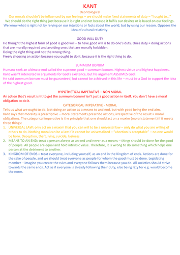 Kantian Ethics | Teaching Resources