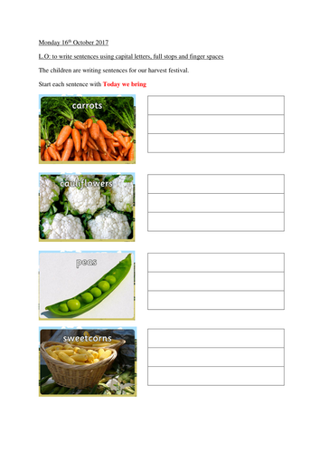 Harvest sentences | Teaching Resources
