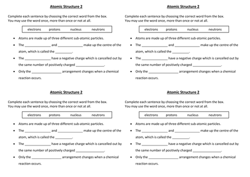 Gcse Chemistry Atomic Structure Worksheet Atomic Structure Revision