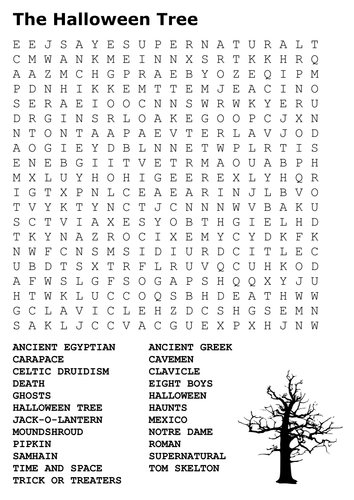 The Halloween Tree Word Search | Teaching Resources