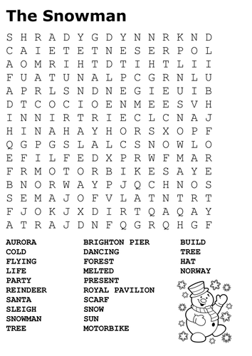 The Snowman Word Search by sfy773 | Teaching Resources