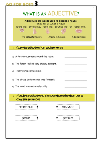 B Adjectives Year 2 Double Adjectives With Commas Homework Resource