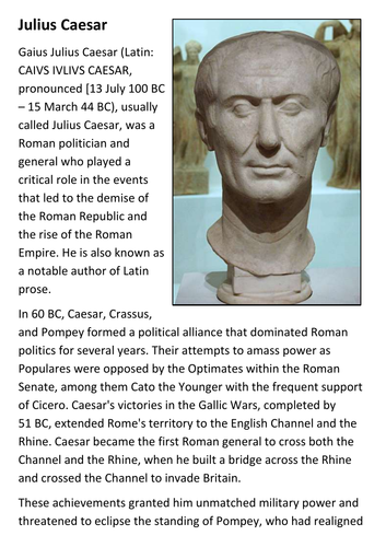 Julius Caesar Handout | Teaching Resources