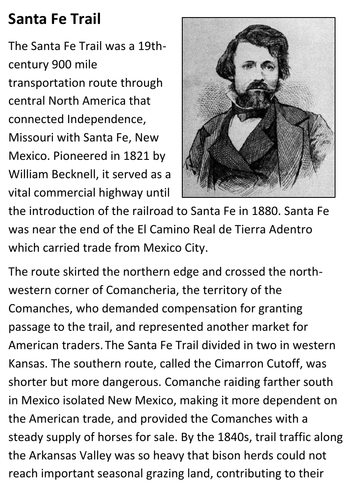 Santa Fe Trail Handout | Teaching Resources