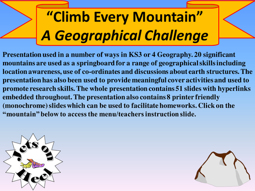 Climb Every Mountain, A Geographical Challenge | Teaching Resources
