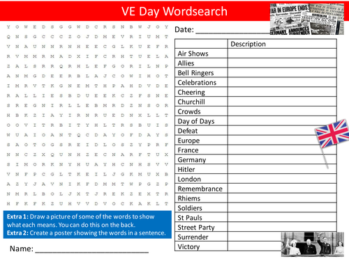 VE Day Wordsearch World War 2 History Victory Europe Starter Settler ...