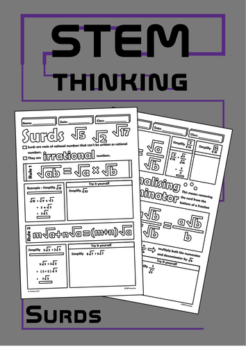 Manipulating Surds and Rationalising the Denominator Maths Doodle Notes ...