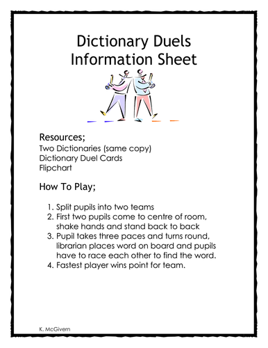 Game: Dictionary Duels | Teaching Resources