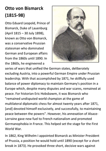Otto von Bismarck Handout | Teaching Resources