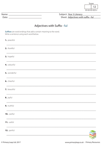English Worksheet: Adjectives with Suffix - ful | Teaching Resources