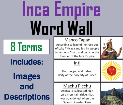 Inca Empire Word Wall Cards | Teaching Resources