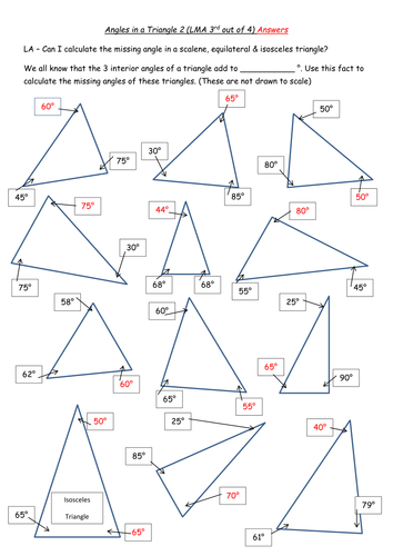 Angles in a Triangle differentiated 4 ways with answers - version 2 by ...