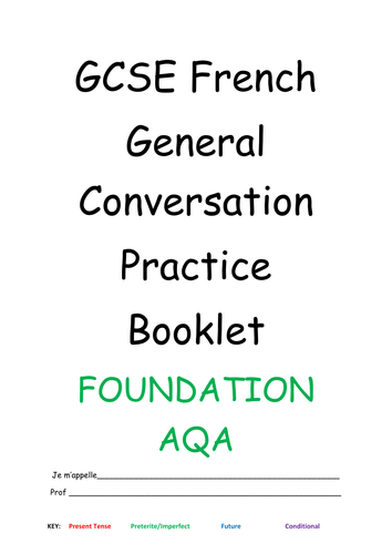 AQA GCSE French General Conversation Foundation | Teaching Resources