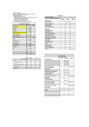 1 x trial balance, mini genernal journal, Income statement and balance ...