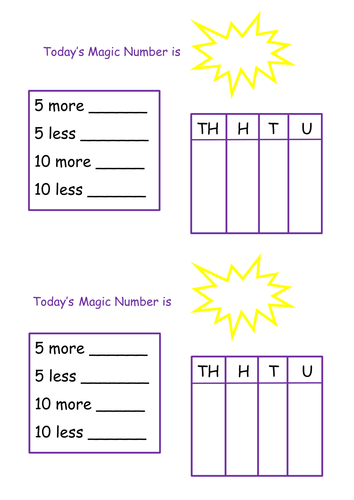 Today's Number (editable) | Teaching Resources