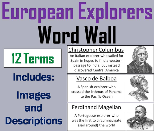 Early European Explorers Word Wall Cards | Teaching Resources